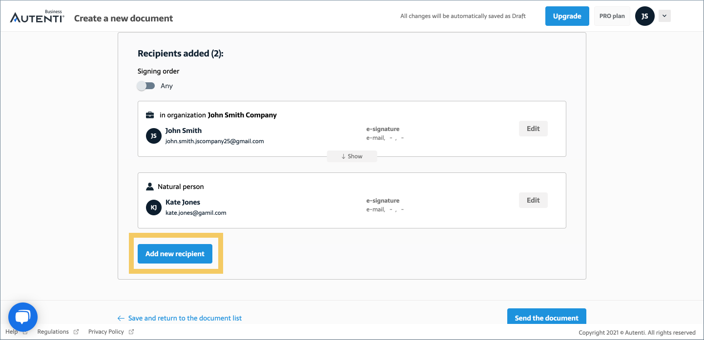 How can I add a recipient?